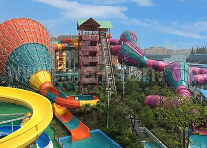 Latest Funny Custom Water Slides Colorful Fiberglass For Aqua Park