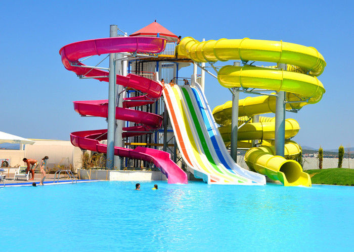 Fiberglass Combination Water Park Slide For Adult / Spiral Swimming ...