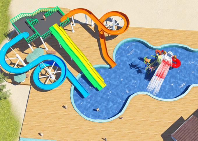 Commercial Water Park Design Slides , Spiral FRP Water Play Design